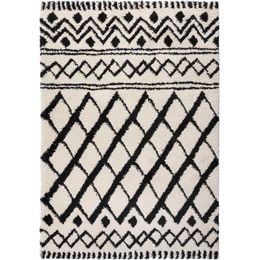 FLAIR RUGS Hochflor-Teppich &raquo;Souk Berber&laquo; rechteckig 30 mm H&ouml;he Boho-Look, Rauten Design, weich beige Kunstfaser