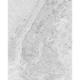 Komar Vliestapete &raquo;Digitaldruck Vlies - NYC Map - Gr&ouml;&szlig;e 200 x 250 cm&laquo; bedruckt glatt Wohnzimmer, Schlafzimmer grau Vlies
