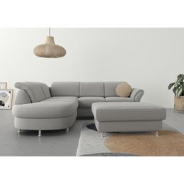 Sit & More sit&more Ecksofa &raquo;Apulia L-Form&laquo; wahlweise Bettfunktion, Bettkasten und Kopf- und Armteilverstellung silber Webstoff (100% Polyester);Struktur weich (