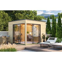 Nordic Holz Gartenhaus &raquo;Palermo 3&laquo; mit gro&szlig;en Glasfl&auml;chen beige Massivholz