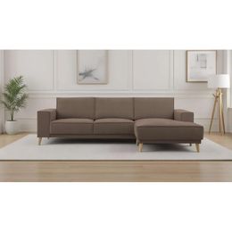 OTTO home Ecksofa &raquo;Oland Skandi, weicher Chenille-Stoff&laquo; L-Form, 280 cm, Wellenunterfederung, Skandi-Design, Massivholzf&uuml;&szlig;e 100% Polyester
