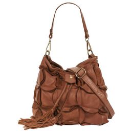Samantha Look Damen Henkeltasche echt Leder, Made in Italy braun