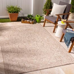 Teppich &raquo;LEMARK&laquo; rechteckig 4 mm H&ouml;he Teppich In- /Outdoor Boho Jute-Optik, Balkon, Terrasse, Garten, Beige braun Kunstfaser