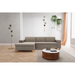 Home Affaire Ecksofa &raquo;Corby L-Form&laquo; wahlweise mit Bettfunktion, Steppung auf Sitzfl&auml;che grau Struktur fein (100% Polyester);Chenille (100% Polyester);