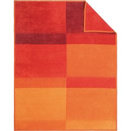 Ibena Wohndecke &raquo;Sorrento Jacquard&laquo; sanfter Farbverlauf, Kuscheldecke orange Baumwolle, Kunstfaser