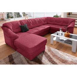 Sit & More sit&more Wohnlandschaft &raquo;Savona U-Form, B: 320 cm&laquo; optional Bettfunktion, Federkern rot Luxus-Kunstleder;Primabelle -Microfaser;NaturLederKorpus ist 