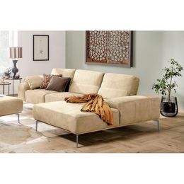 W.Schillig Ecksofa &raquo;run, Designsofa mit tollem Sitzkomfort, bequem, L-Form&laquo; mit elegantem Holzsockel, F&uuml;&szlig;e in Silber matt, Breite 319 cm beige 