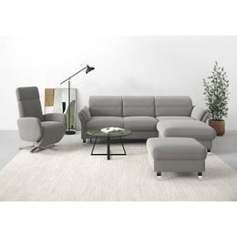 Sit & More sit&more Ecksofa &raquo;Grenoble L-Form mit Federkern&laquo; wahlweise mit Bettfunktion, Bettkasten, Arm- und Kopfteilverstellung grau