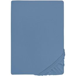 Biberna Spannbettlaken &raquo;Thea&laquo; aus Baumwolle, f&uuml;r Matratzen bis 25 cm H&ouml;he, Bettlaken, Spannbetttuch blau Jersey-Elasthan, Obermaterial: 97% Baumwolle, 3% 