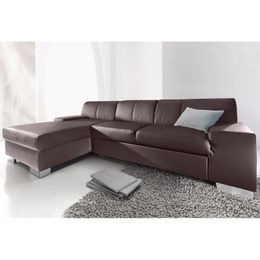 DOMO collection Ecksofa &raquo;Star, zeitlose Formensprache, elegante Optik, Breite 248cm, L-Form&laquo; wahlweise mit Bettfunktion braun Softlux -Kunstleder;
