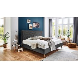 ATLANTIC HOME COLLECTION Polsterbett &raquo;Paulin&laquo; mit gestepptem Kopfteil grau Bettgestell und seitliche Einfassung der Matratzen: Strukturstoff, 100% 