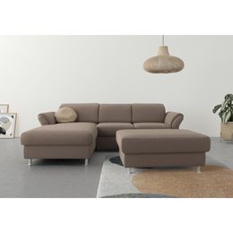 Sit & More sit&more Ecksofa &raquo;Apulia L-Form&laquo; wahlweise Bettfunktion, Bettkasten und Kopf- und Armteilverstellung grau Webstoff (100% Polyester);Struktur weich (90