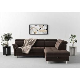 Sit & More sit&more Ecksofa &raquo;Marano L-Form&laquo; inklusive Kopfteilverstellung, wahlweise mit Bettfunktion, Bettkasten braun 98% Polyester, 2% Polyamid