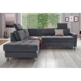 Sit & More sit&more Ecksofa &raquo;Pablo L-Form&laquo; wahlweise mit Bettfunktion grau Struktur fein (100% Polyester);Struktur (100% Polyester)