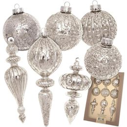 Christbaumschmuck &raquo;Antikes Mercury Glas Sortiment&laquo; Christbaumschmuck aus Glas, mundgeblasen, handgefertigt silber Glas