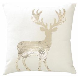 Creativ deco Dekokissen &raquo;Hirsch&laquo; mit goldfarbenen Pailletten gold Polyester