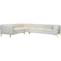 Home Affaire Chesterfield-Sofa &raquo;Amaury L-Form&laquo; gro&szlig;es Ecksofa, Chesterfield-Optik, Breite 323 cm, Fu&szlig;farbe w&auml;hlbar beige Struktur (100% Polyester);