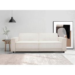 3-Sitzer &raquo;ALLIE Schlafsofa 225 cm&laquo; Bett-Funktion (108/190cm), trendiger Cord o. pflegeleichter Velours beige 100% Polyester