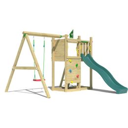 Jungle Gym Spielturm &raquo;Deck&laquo; Spielanlage mit Schaukel und Rutsche mit Wasseranschluss gr&uuml;n Holzwerkstoff