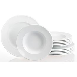 Retsch Arzberg Tafelservice &raquo;Geschirr-Set Novo&laquo; Teller Set, wei&szlig;, Made in Germany, 12 Teile, f&uuml;r 6 Personen wei&szlig; Porzellan