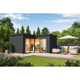 Lasita Maja Gartenhaus &raquo;DOMEO 6 CARBONGRAU/ANTHRAZIT&laquo; Fundamentmass 5000 x 5000, Carbongrau grau Holzwerkstoff