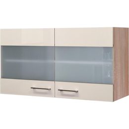 Flex-Well Glash&auml;ngeschrank &raquo;Nepal&laquo; (B x H x T) 100 x 54,8 x 32 cm, mit Stollenglast&uuml;ren braun Holzwerkstoff