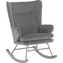 Kayoom Schaukelstuhl &raquo;Melorie 125, Metallgestell mit Kufen aus Holz&laquo; () 1 Stk.Schaukelstuhl, Zierkn&ouml;pfe, Metallgestell mit Kufen aus Holz schwarz Bezug:100% 