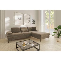Sit & More sit&more Ecksofa &raquo;Morris Jubi L-Form, B: 247 cm&laquo; mit Armteilfunktion & 1 Zierkissen, optional Bettfunktion braun 100% Polyester