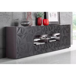 Home Affaire Sideboard &raquo;Prisma Breite 241, Kommode 2 T&uuml;ren, 4 Schubk&auml;sten, Anrichte&laquo; Front mit elegantem Siebdruck, grifflos, viel Stauraum grau