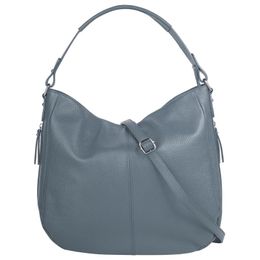 CLUTY Damen Shopper echt Leder, Made in Italy blau