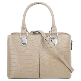 CLUTY Damen Umh&auml;ngetasche echt Leder, Made in Italy beige