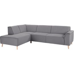 Home Affaire Ecksofa &raquo;Janek Scandic Design, elegant und zeitlos, L-Form&laquo; mit Federkern und Keder in scandinavischem Design grau Struktur fein ( 100% 