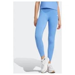 Leggings Adidas SPORTSWEAR "W LIN SJ LEG", Damen, Gr. S, N-Gr, blau (blau fusion, wei&szlig;), Obermaterial: 90% Baumwolle, 10% Elasthan, Hosen Leggings, aus Baumwollmaterial mit Stretchanteil, hoher Bund, ohne Verschluss