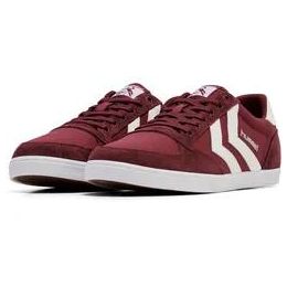 Sneaker Hummel "SLIMMER STADIL LOW", Damen, Gr. 37, rot (cabernet), Leder, Textil, Schuhe Sneaker
