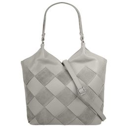 Samantha Look Damen Shopper echt Leder, Made in Italy grau