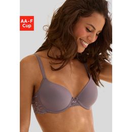 Lascana Damen Lascana Schalen-BH &raquo;Vittoria&laquo; mit B&uuml;gel und R&uuml;cken aus floraler Spitze grau 70, Cup F