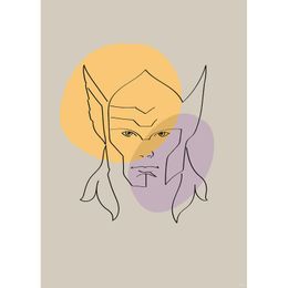 Komar Bild &raquo;Soulful Sanctuary Thor Head&laquo; Natur 1 Stk. tlg. Wandbild zur Dekoration im Kinderzimmer - ohne Rahmen bunt Holz, Papier