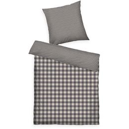 Tom Tailor HOME Bettw&auml;sche &raquo;CLASSIC CHECK in Gr. 135x200cm oder 155x220cm&laquo; 2 Stk. tlg. new bedroom, gewebtes Label grau Flanell, Obermaterial: 100% 