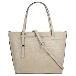 CLUTY Damen Henkeltasche echt Leder, Made in Italy beige