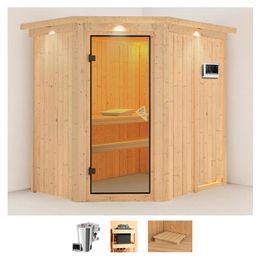 Karibu Sauna &raquo;Swantje&laquo; Set, Ofen 3,6 kW Bio-Ofen externe Strg. easy beige