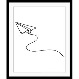 queence Bild &raquo;Papier Flugzeug&laquo; Flugzeuge Kunst Schwarz-Wei&szlig; HD Premium Poster-Druck inkl. Holzrahmen schwarz-wei&szlig; Acrylglas, Holz, Papier