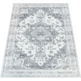 Paco Home Teppich &raquo;Cambridge 462&laquo; rechteckig 12 mm H&ouml;he Kurzflor, orientalisches Muster, Vintage Design grau Polyester