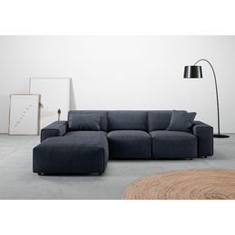 Home Affaire Ecksofa &raquo;Glimminge L-Form auch in Breitcord, Feincord + Easy care-Bezug,&laquo; Breite 264, Zierkissen blau 100% Polyester