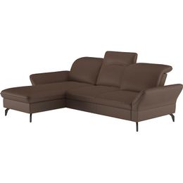 Sit & More sit&more Ecksofa &raquo;Leandro L-Form&laquo; Wahlweise mit Bett-, Kopfteil - und Armlehnfunktion, sowie Bettkasten braun 100% Polyester