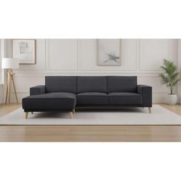 OTTO home Ecksofa &raquo;Oland Skandi, weicher Chenille-Stoff&laquo; L-Form, 280 cm, Wellenunterfederung, Skandi-Design, Massivholzf&uuml;&szlig;e 100% Polyester