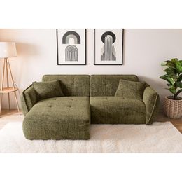 Home Affaire Ecksofa &raquo;MIRELDA L-Form mit Steppungen, Recamiere rechts/links, Breite 253 cm&laquo; elegant und bequem, enth&auml;lt 2 Zierkissen, belastbar bis 