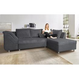 Collection AB Ecksofa &raquo;Sally L-Form&laquo; mit und ohne Bettfunktion, inklusive loser R&uuml;cken- und Zierkissen grau Microfaser PRIMABELLE (100% Polyester) / 