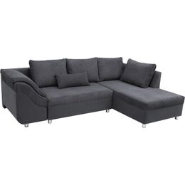 Collection AB Ecksofa &raquo;Sally L-Form&laquo; mit und ohne Bettfunktion, inklusive loser R&uuml;cken- und Zierkissen grau Microfaser PRIMABELLE (100% Polyester) / 