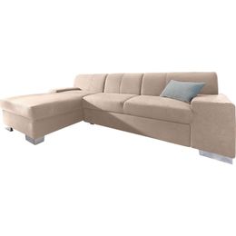 DOMO collection Ecksofa &raquo;Star, zeitlose Formensprache, elegante Optik, Breite 248cm, L-Form&laquo; wahlweise mit Bettfunktion, OTTOs Choice beige Softlux -
