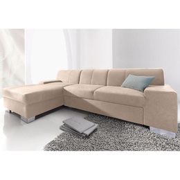 DOMO collection Ecksofa &raquo;Star, zeitlose Formensprache, elegante Optik, Breite 248cm, L-Form&laquo; wahlweise mit Bettfunktion, OTTOs Choice beige Softlux -